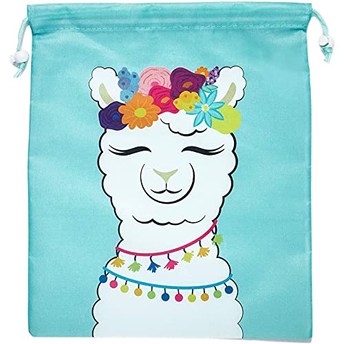 Juvale 12-Pack Drawstring Llama Party Favor Bags for Fiestas and Birthday Parties, 10 x 12 Inches