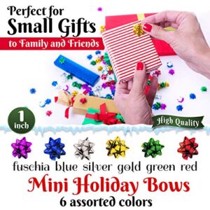 Small Christmas Bows for Gift Wrapping - 120 Pieces Gift Bows for Christmas Presents - Holiday Bows as Christmas Bows for Presents - Christmas Present Bows for Any Holiday Season