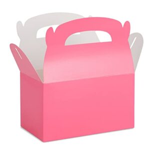 BLUE PANDA 24 Pack Pink Party Gable Treat Boxes for Favors, Goodie Gift Box with Handles for Birthdays (6.2 x 3.5 x 3.6 In)