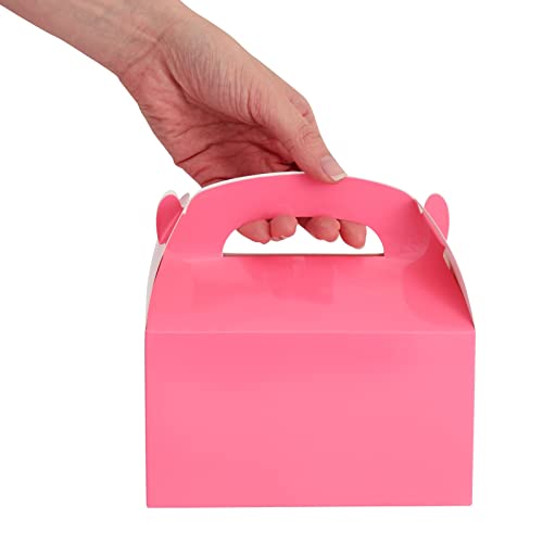 BLUE PANDA 24 Pack Pink Party Gable Treat Boxes for Favors, Goodie Gift Box with Handles for Birthdays (6.2 x 3.5 x 3.6 In)