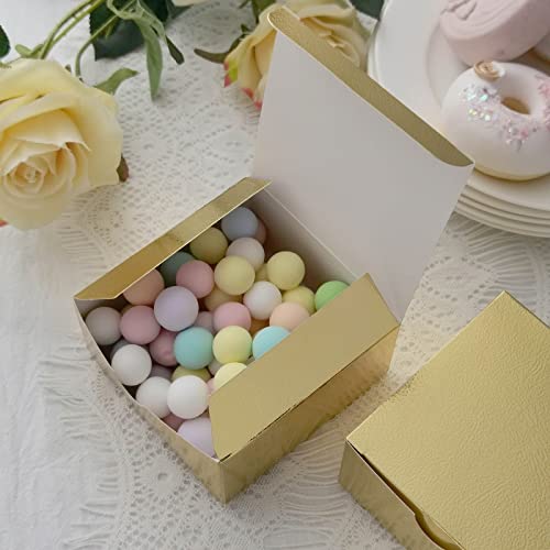 Efavormart 100pcs of 4x4x2 Gold Cake Box for Candy Treat Gift Wrap Box Party Favor Boxes for Bridal Shower Wedding Party