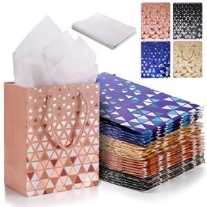 lawei 28 pack gift bags with tissue paper, premium medium size gift bag with handles, colorful paper bags for parties, wedding, birthday, baby shower, christmas, valentines day, 7″ x 4″ x 9″, 4 color