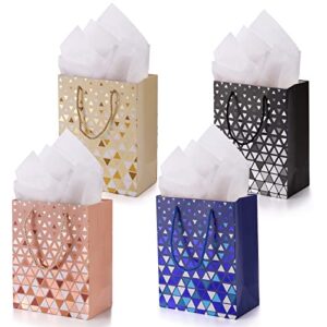 Lawei 28 Pack Gift Bags with Tissue Paper, Premium Medium Size Gift Bag with Handles, Colorful Paper Bags for Parties, Wedding, Birthday, Baby Shower, Christmas, Valentines Day, 7" X 4" X 9", 4 Color