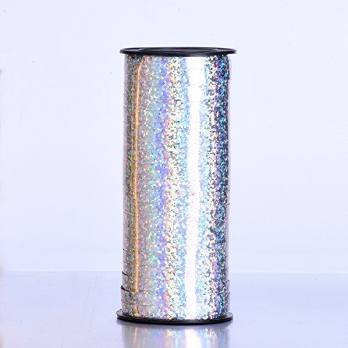 Outus Crimped Curling Ribbon Roll Silver Balloon Ribbons for Parties, Festival, Florist, Crafts and Gift Wrapping, 5 mm, 100 Yard