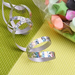 Outus Crimped Curling Ribbon Roll Silver Balloon Ribbons for Parties, Festival, Florist, Crafts and Gift Wrapping, 5 mm, 100 Yard