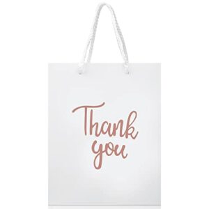 Nezyo 12 Pack Thank You Gift Bags with Tissue Paper Wedding Tissue Paper Party Bags with Handles Paper Shopping Bag Bridal Shower Gift Bags for Birthday Wedding Baby Shower Party Favor (Rose Gold)