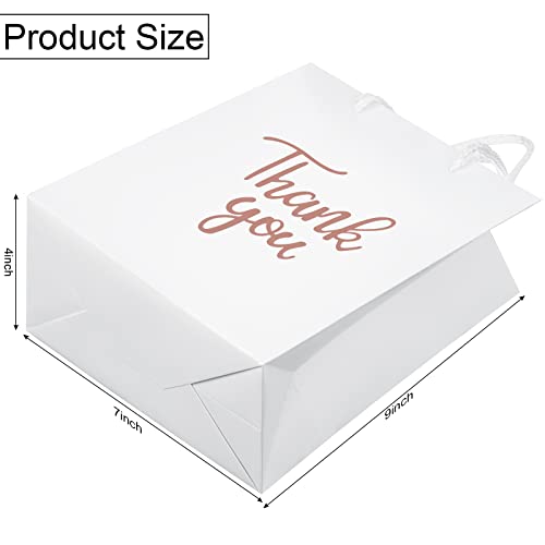 Nezyo 12 Pack Thank You Gift Bags with Tissue Paper Wedding Tissue Paper Party Bags with Handles Paper Shopping Bag Bridal Shower Gift Bags for Birthday Wedding Baby Shower Party Favor (Rose Gold)