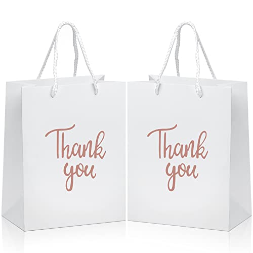 Nezyo 12 Pack Thank You Gift Bags with Tissue Paper Wedding Tissue Paper Party Bags with Handles Paper Shopping Bag Bridal Shower Gift Bags for Birthday Wedding Baby Shower Party Favor (Rose Gold)