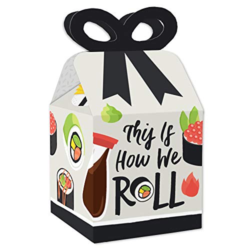 Big Dot of Happiness Let’s Roll - Sushi - Square Favor Gift Boxes - Japanese Party Bow Boxes - Set of 12