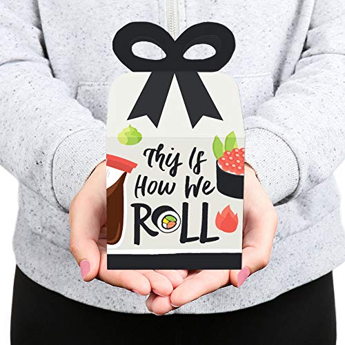 Big Dot of Happiness Let’s Roll - Sushi - Square Favor Gift Boxes - Japanese Party Bow Boxes - Set of 12