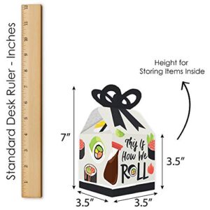 Big Dot of Happiness Let’s Roll - Sushi - Square Favor Gift Boxes - Japanese Party Bow Boxes - Set of 12