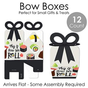 Big Dot of Happiness Let’s Roll - Sushi - Square Favor Gift Boxes - Japanese Party Bow Boxes - Set of 12