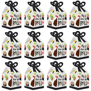 Big Dot of Happiness Let’s Roll - Sushi - Square Favor Gift Boxes - Japanese Party Bow Boxes - Set of 12