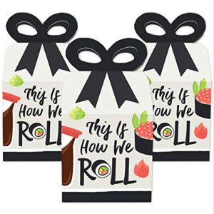 Big Dot of Happiness Let’s Roll - Sushi - Square Favor Gift Boxes - Japanese Party Bow Boxes - Set of 12