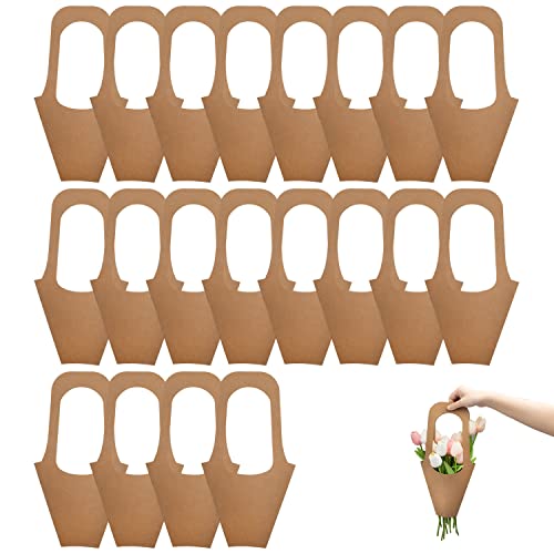 Exasinine 20 Pcs Hanging Kraft Paper Bouquet Flower Paper Bags Gift Bags for Home Decoration