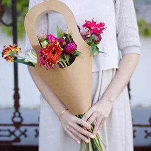 Exasinine 20 Pcs Hanging Kraft Paper Bouquet Flower Paper Bags Gift Bags for Home Decoration