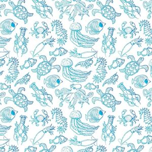 Stesha Party Ocean Coastal Gift Wrap Wrapping Paper - Folded Flat 30 x 20 Inch - 3 Sheets