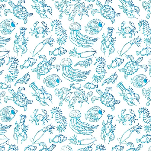 Stesha Party Ocean Coastal Gift Wrap Wrapping Paper - Folded Flat 30 x 20 Inch - 3 Sheets