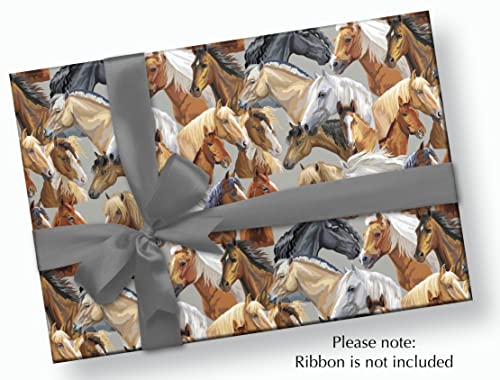 Stesha Party Horse Lover Gift Wrapping Paper - Folded Flat 30 x 20 Inch - 3 Sheets