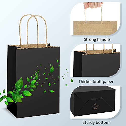 UCGOU Black Gift Bags 8x4.25x10.5 Inches 25Pcs Paper Bags with Handles Paper Gift BagsParty Favor Bags Goodie Bags Shopping Bags Bulk Craft Bags Grocery Bags