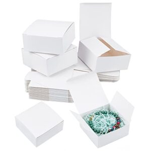 ph pandahall 30pcs white gift box, 3.5×3.5×1.5 inch kraft paper box packing cardboard box favor treat boxes small foldable paper gift box for soap tea light birthday christmas wedding baby shower