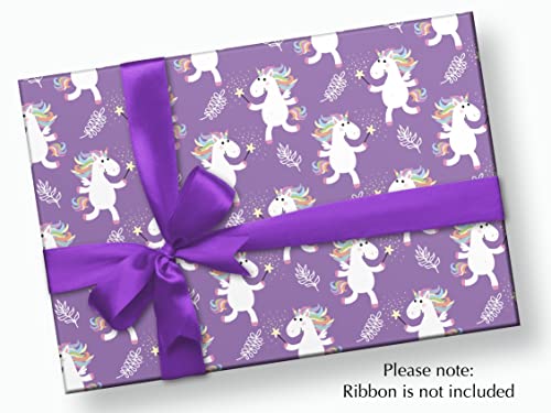 Stesha Party Unicorn Wrapping Paper Girl Birthday Present Gift Wrap, 30 x 20 Inch (3 Sheets)