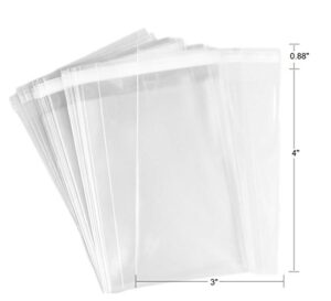 100 pcs 3×4 2mil clear flat cello / 3″x4″ cellophane bags good for candies, cookies, bakery goods, soap, other goodie treats