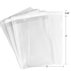 100 Pcs 3x4 2Mil Clear Flat Cello / 3"x4" Cellophane Bags Good for Candies, Cookies, Bakery Goods, Soap, Other Goodie Treats