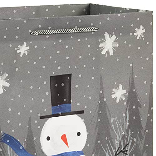 Hallmark Blue and Silver Bulk Christmas Assorted Sizes 18 Gift Bags: 5 Small 5", 4 Medium 8", 4 Large 11", 3 XL 14", 2 Bottle Bags |Snowflake, Tree, Snowman, Plaid