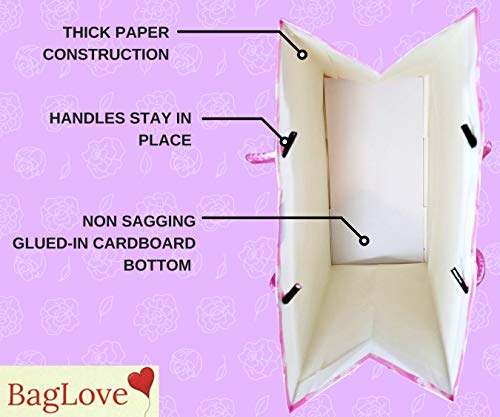 BagLove - Premium (2 Pack) Baby Girl Gift Bags with Tissue Paper - Large Gift Bags Perfect for Baby Showers, New Moms, Birthdays, Gender Reveals and More