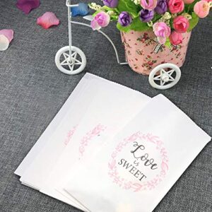 Wedding Favors Kraft Paper Bags - 50Pcs 4.5 x 7.5 inches White Wedding Gift Bags for Guests Candy Treat Bags for Treat Snacks Candy Buffets