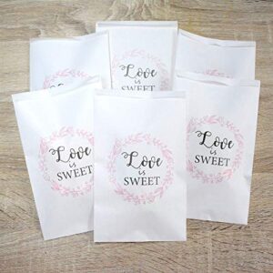 Wedding Favors Kraft Paper Bags - 50Pcs 4.5 x 7.5 inches White Wedding Gift Bags for Guests Candy Treat Bags for Treat Snacks Candy Buffets