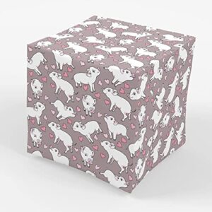 stesha party hearts & pigs valentines day gift wrap paper – folded flat 30 x 20 inch (3 sheets)