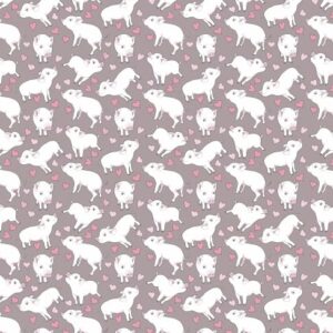 Stesha Party Hearts & Pigs Valentines Day Gift Wrap Paper - Folded Flat 30 x 20 Inch (3 Sheets)