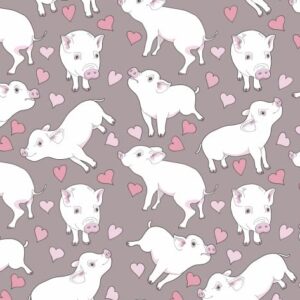 Stesha Party Hearts & Pigs Valentines Day Gift Wrap Paper - Folded Flat 30 x 20 Inch (3 Sheets)