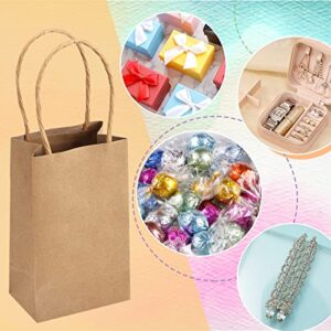 Moretoes 60pcs Small Kraft Paper Bags 6 x 3.5 x 2.4 Inches Mini Gift Bags with Handles Bulk Party Favor Bags Candy Bags