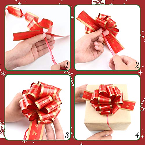 3 otters Christmas Bows, 26PCS Christmas Pull Bows 6.2inch Gift Ribbon Pull Bows, Wrapping Accessory for Xmas Present