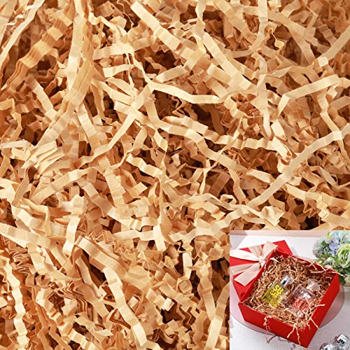 Outus Crinkle Cut Paper Shred Filler Shredded Paper for Gift Box Crinkle Paper Metallic Shredded Crinkle Cut Paper Easter Grass Tissue Paper for Wedding Birthday Wrapping Boxes Bags (Brown, 1/2 LB)