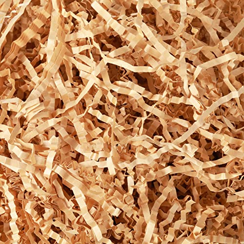 Outus Crinkle Cut Paper Shred Filler Shredded Paper for Gift Box Crinkle Paper Metallic Shredded Crinkle Cut Paper Easter Grass Tissue Paper for Wedding Birthday Wrapping Boxes Bags (Brown, 1/2 LB)