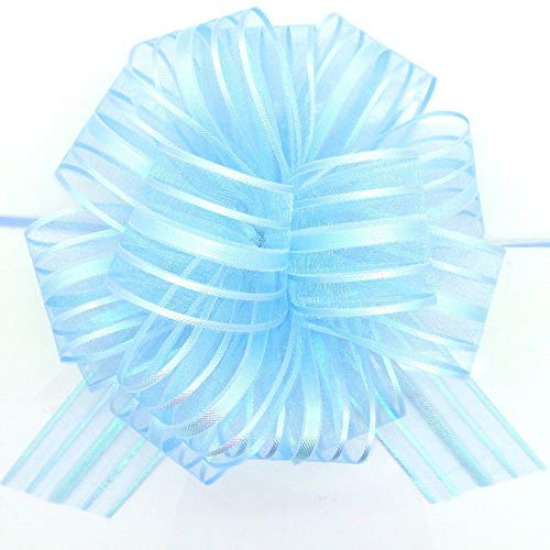 FQTANJU Pull Bow Mixed Color Large Organza Pull Bows Gift Wrapping Pull Bow with Ribbon for Wedding Present Baskets, 6 Inches,10 Pieces