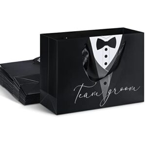 10 pieces groomsmen gift bags tuxedo gift bag set wedding treat bags groomsmen bags set of 10 wedding tuxedo treat bags 14″ x 10″ x 4.5″ for wedding father’s birthday boss anniversary