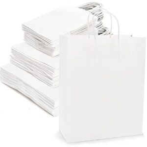 Yesland 90 Pcs White Paper Bags with Handles Bulk - 3 Sizes White Gift Bags and Kraft Paper Gift Bags - Paper Shopping Bags and Craft Bags for Shopping Packaging Retail Party Wedding, 10 x 4.7 x13 In