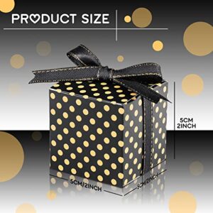 100 Pcs Black Gold Gift Boxes Wedding Candy Party Favor Boxes Small Treat Boxes with Lids 2 x 2 x 2 Inches Small Gift Boxes for Adults, Bridesmaid, Groomsmen, Cupcakes, Bridal, Baby Shower, Christmas