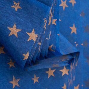 Gold Star Premium Tissue Paper Wrapper Paper 20 x 28 Inch (50 Sheets) Navy Blue Bottom Gift Flower Wrapping Paper for Gift Bags, Paper Bags,DIY Craft Supplies,Party Favors Goody Bags and More