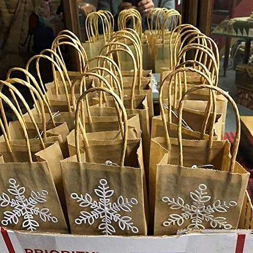 JSF Kraft Paper Bags With Handle 50-Pack Recyclable Brown Paper Bags Gift Bags Small Size Ideal For Birthday Wedding As Party Favors Bags-Size 6.9 * 2.4 * 3.5 in