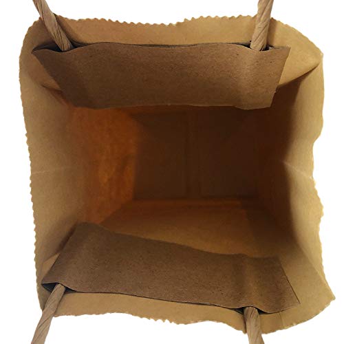 JSF Kraft Paper Bags With Handle 50-Pack Recyclable Brown Paper Bags Gift Bags Small Size Ideal For Birthday Wedding As Party Favors Bags-Size 6.9 * 2.4 * 3.5 in