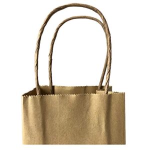 JSF Kraft Paper Bags With Handle 50-Pack Recyclable Brown Paper Bags Gift Bags Small Size Ideal For Birthday Wedding As Party Favors Bags-Size 6.9 * 2.4 * 3.5 in