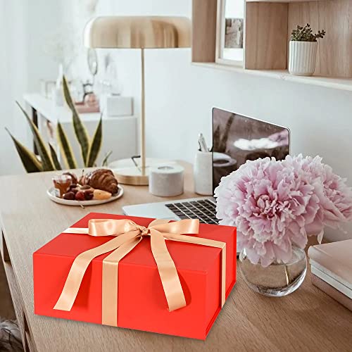 BEISHIDA Large Gift Box Gift Boxes with Lids for Presents Present Box Birthday Gift Boxes with Magnetic Closure Lid for Christmas, Wedding Gifts Valentine's, (Red, 11.2x8.8x4.4")