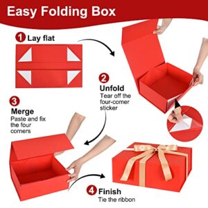 BEISHIDA Large Gift Box Gift Boxes with Lids for Presents Present Box Birthday Gift Boxes with Magnetic Closure Lid for Christmas, Wedding Gifts Valentine's, (Red, 11.2x8.8x4.4")