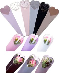 joson 24pcs/6 color flower packaging bag single rose flower bag waterproof material simple diamond heart shape gift packaging